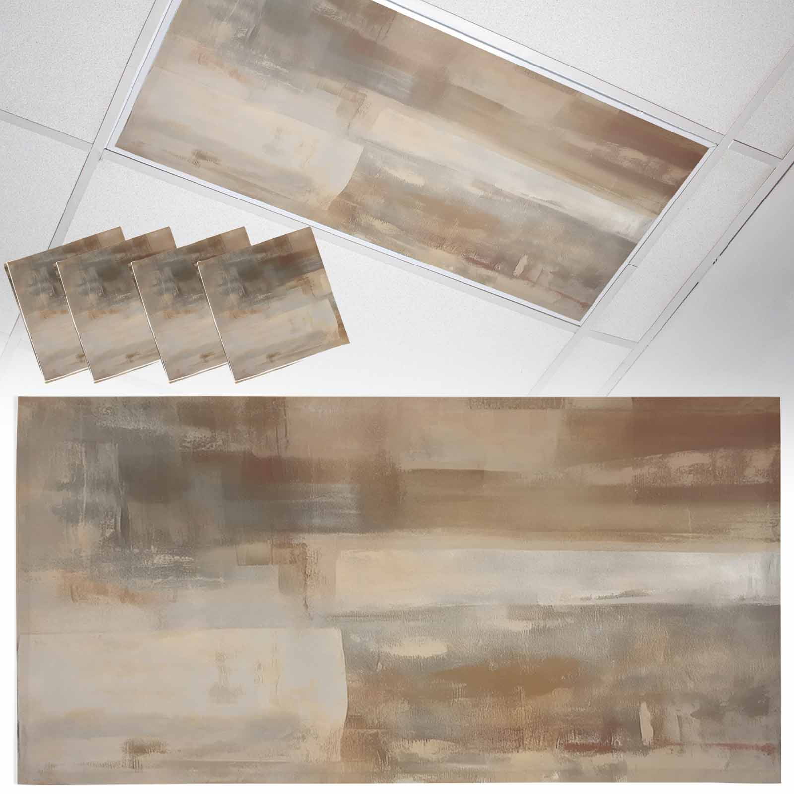 4 Pack Brown Abstract Fluorescent Light Covers for Ceiling Lights ...