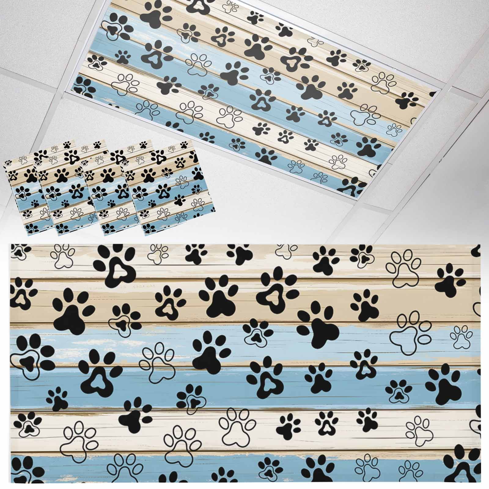 4 Pack Brown Blue Wood Grain Fluorescent Light Covers for Ceiling ...