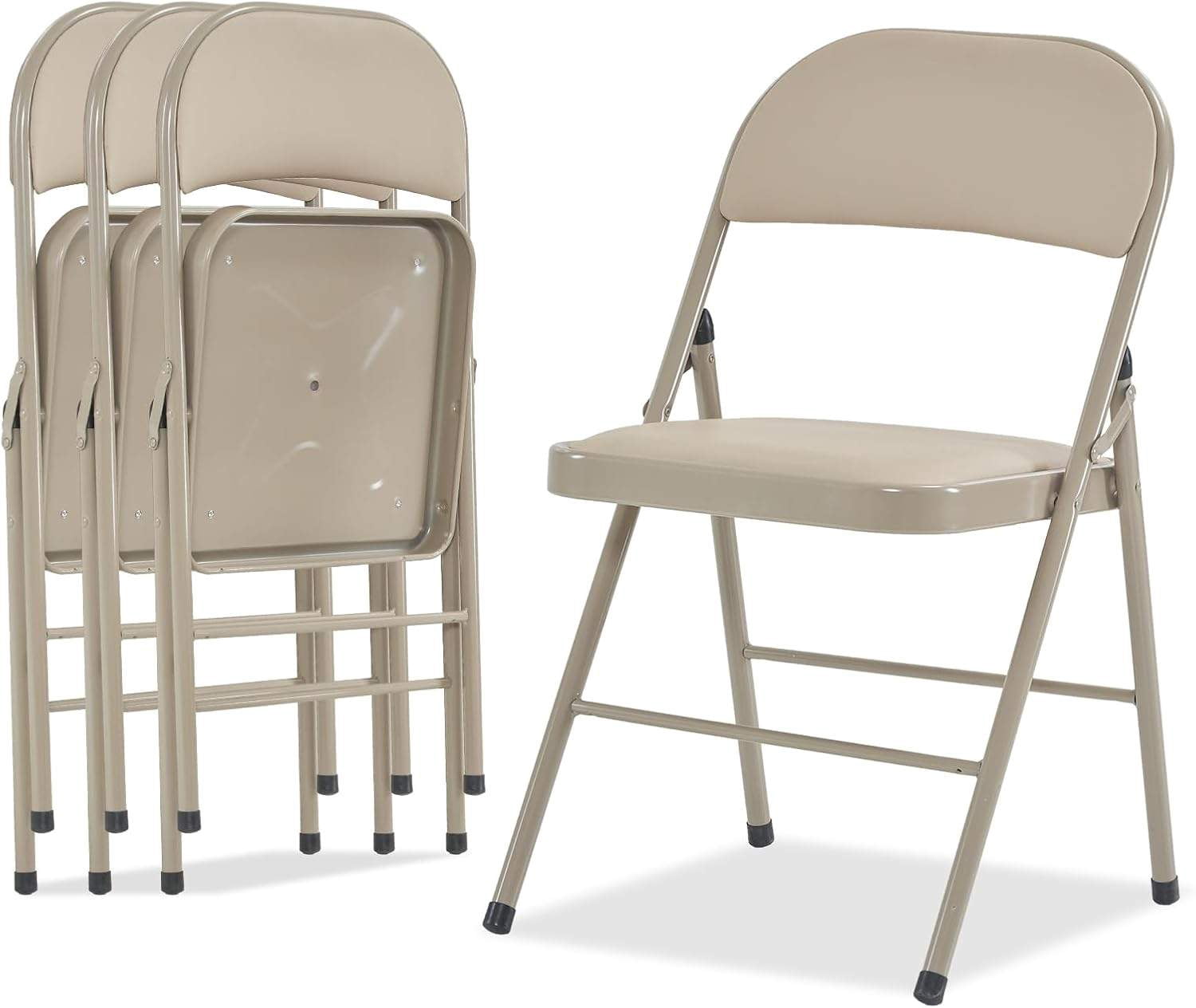 4 Pack Brown Folding Chairs with Padded Seats for Indoor & Outdoor Use ...