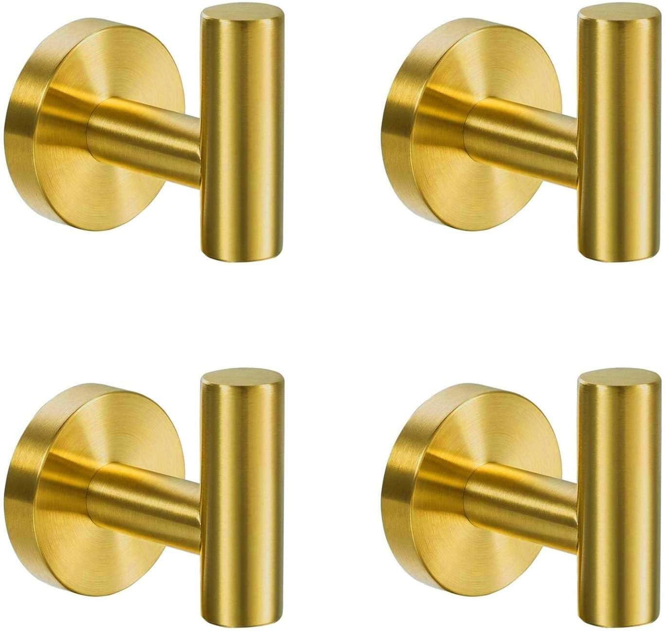 4 Pack Brushed Gold Bathroom Rob Hook Towel Hooks Holder Wall Mount ...