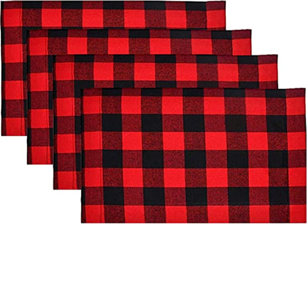 4 Pack Buffalo Plaid Placemats Checkered Place Mats Double Layer ...