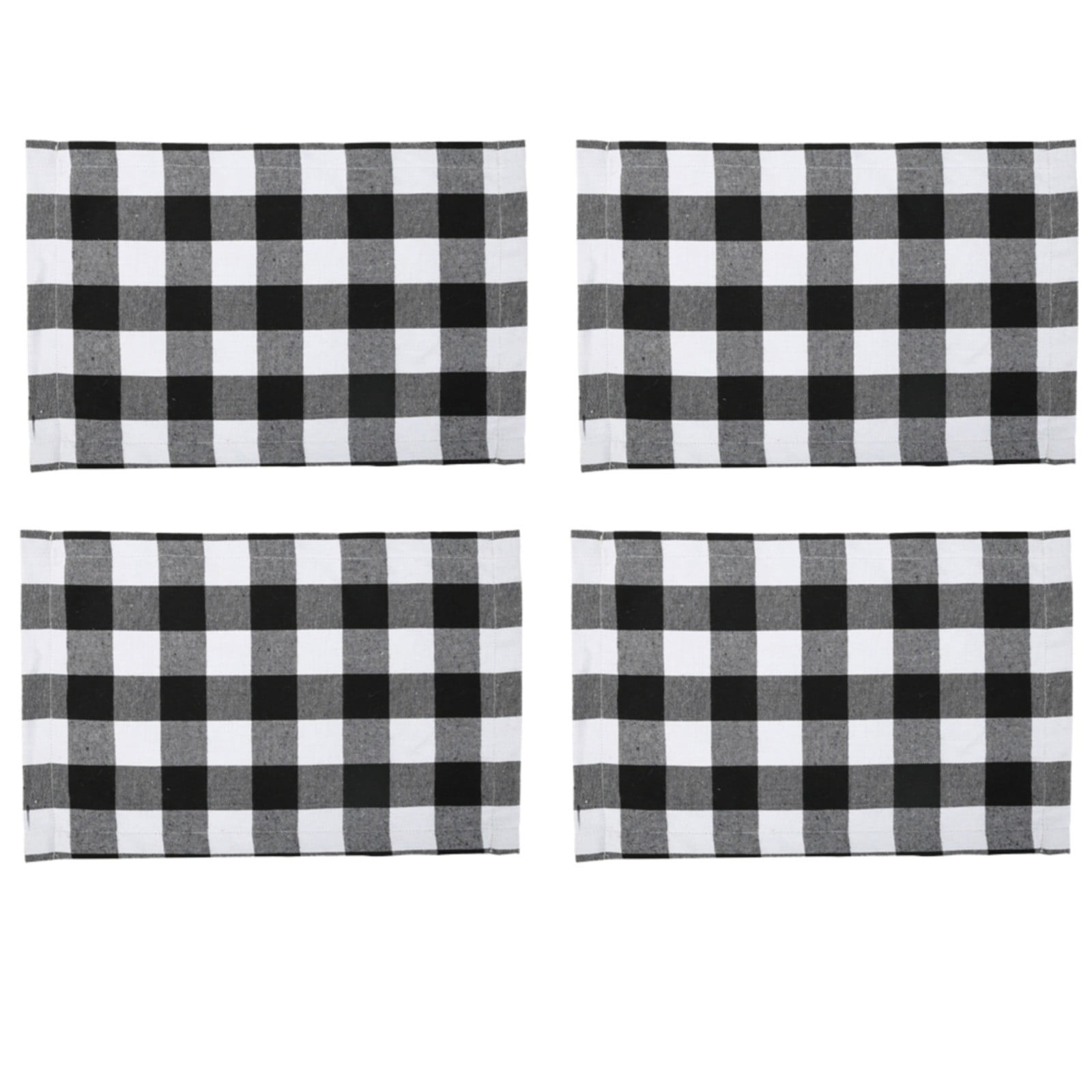 4 Pack Buffalo Plaid Placemats Place Mats Check Black and White ...