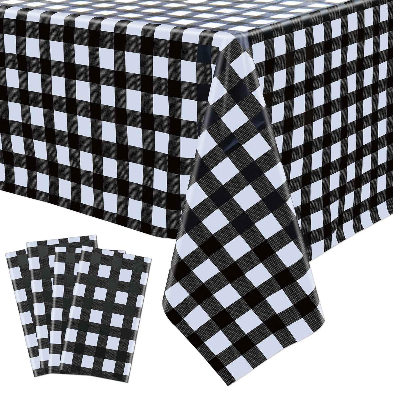 4 Pack Buffalo Plaid Tablecloths - 54x108" Festive Xmas Checkered Cover ...