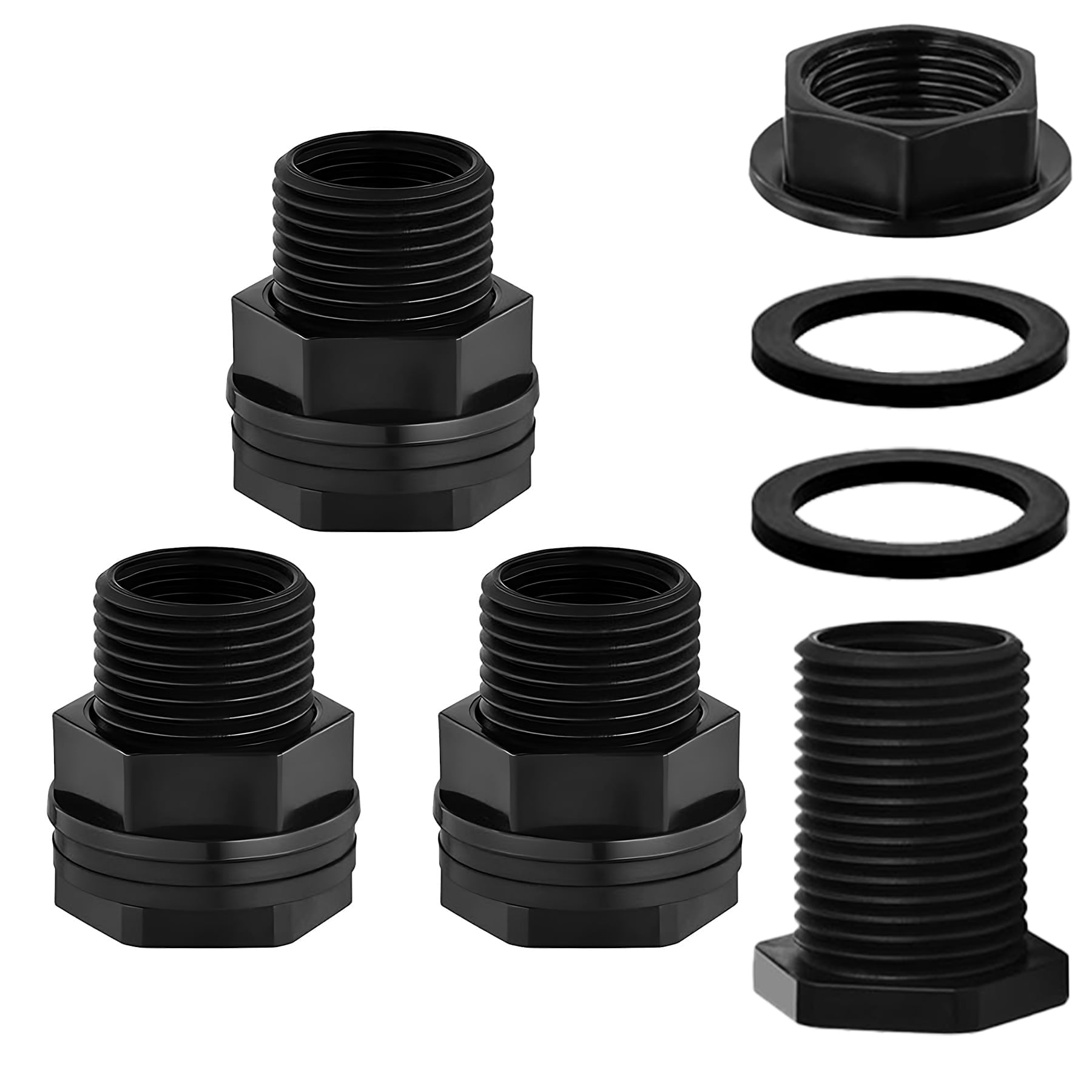 4 Pack Bulkhead Fitting, Garden Hose Threaded 3/4 Inch Male GHT x 1/2 ...