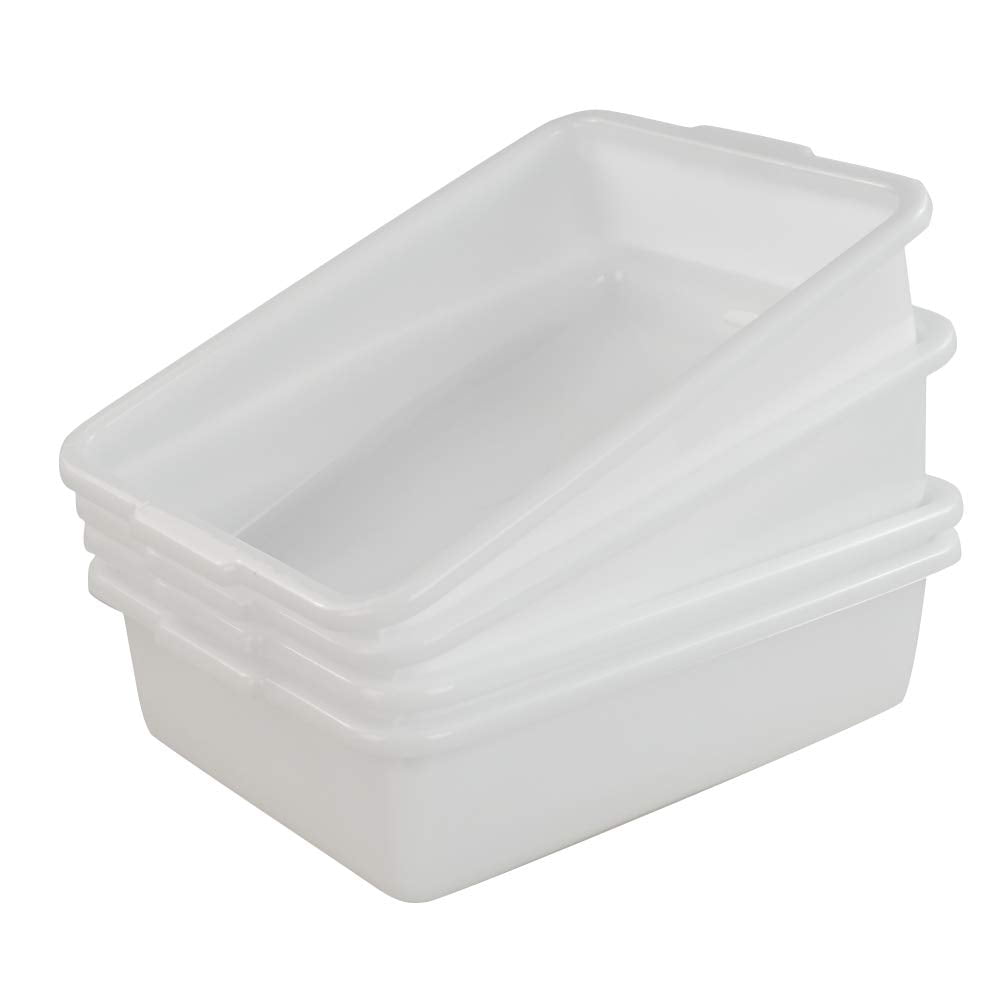 4-Pack Bus Tubs, 8L White Plastic Wash Basin for Transport & Storage ...