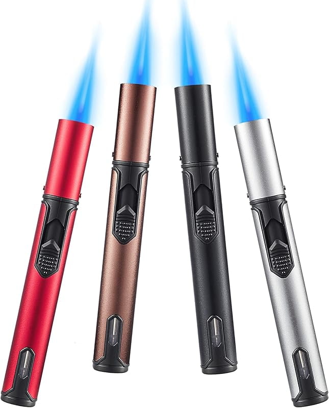 4 Pack Butane Torch Lighters, 6-inch Refillable Pen Lighter Adjustable ...