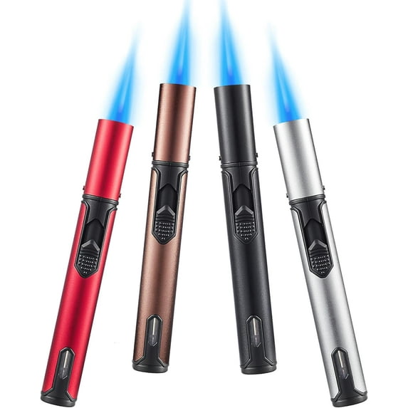4 Pack Butane Torch Lighters, 6-inch Refillable Pen Lighter Adjustable ...