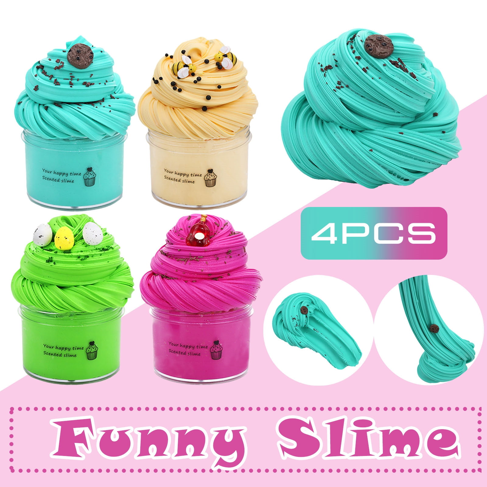 4 Pack Butter Slime Kit, Cloud Slime Party Favors for Kids, Super Soft ...