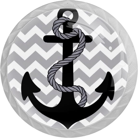 4 Pack Cabinet Knobs, Anchor White Knobs with Screws Round Furniture ...