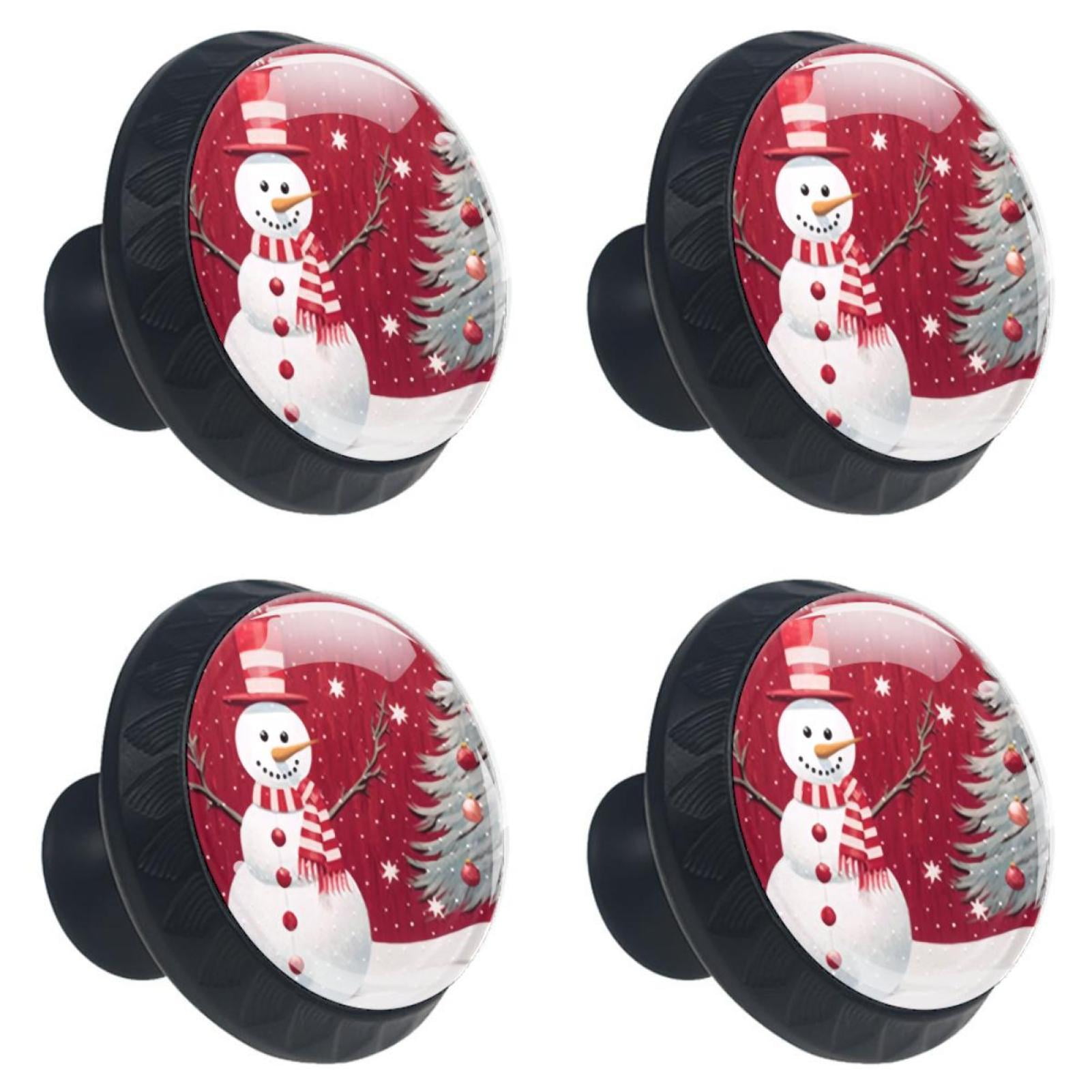 4 Pack Cabinet Knobs Christmas Snowman Drawer Dresser Knobs Black Drawer Pulls Handles Single ...