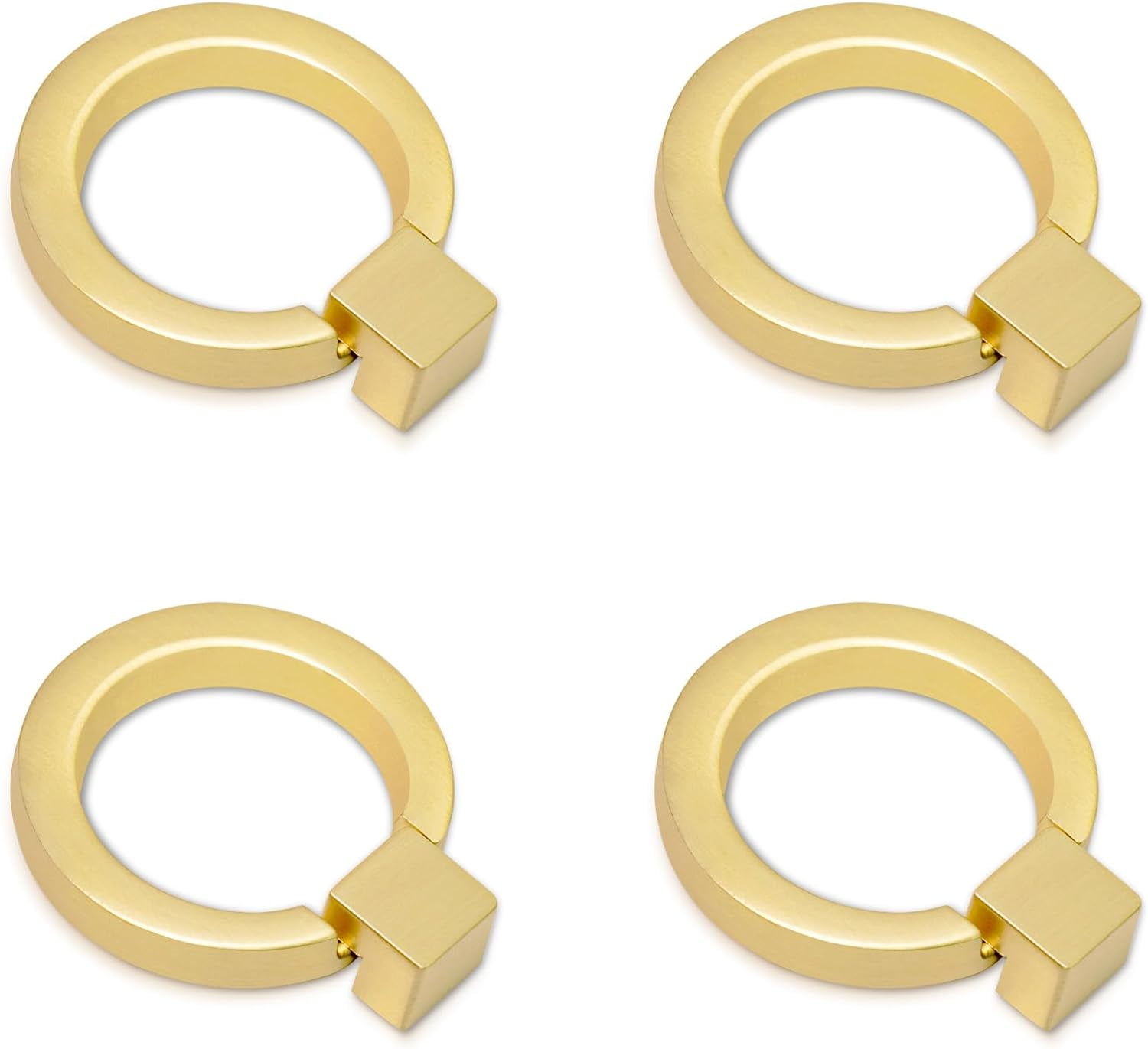 4 Pack Cabinet Knobs, Gold Drawer Pulls, Ring Pulls for Dresser Gold ...