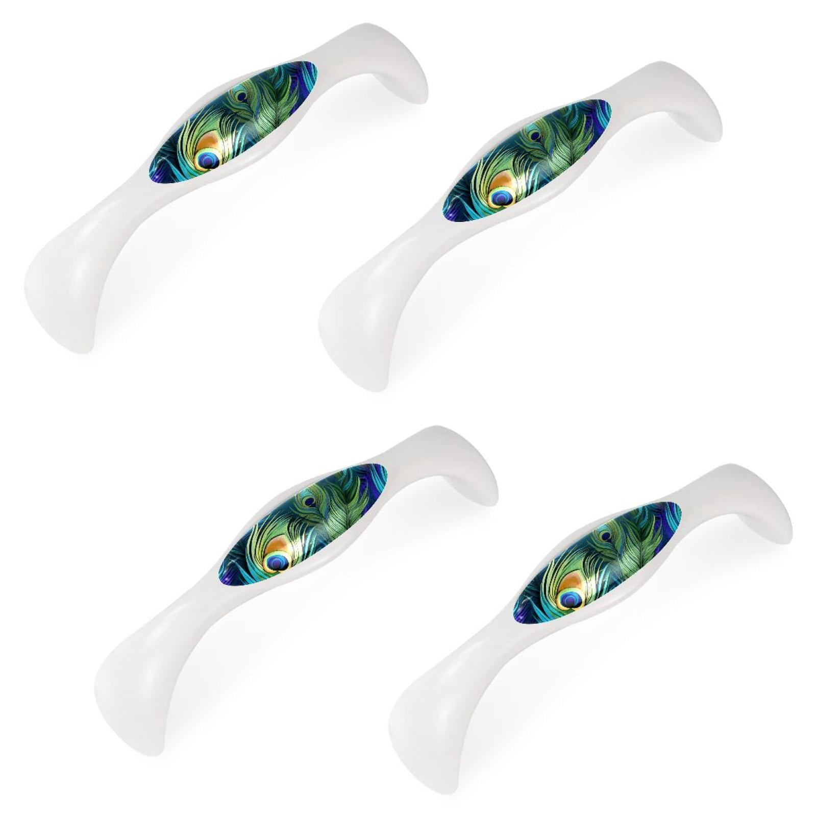 4 Pack Cabinet Knobs Peacock Feather Drawer Knobs Dresser Knobs for ...