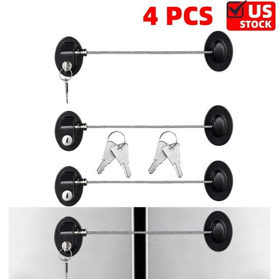 4 Pack Cabinet Locks with Keys Mini Fridge Refrigerator Locks for Deep ...