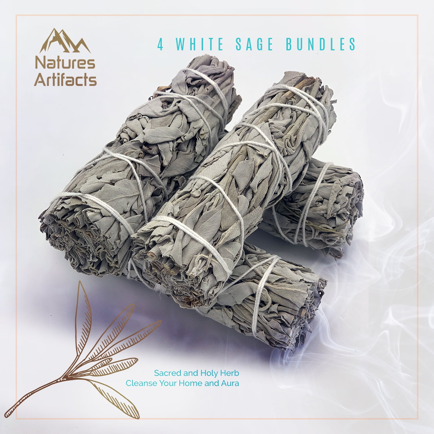 4 Pack - California White Sage Smudge Incense Sticks, White Sage, 4-5 ...