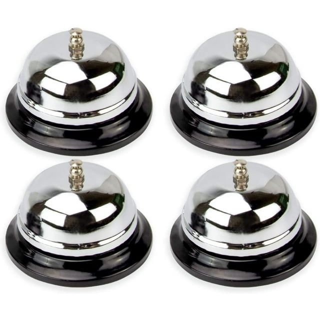 [4 Pack] Call Bells 3.38 Inch - Silver Desk Bell, Stainless Steel Metal ...