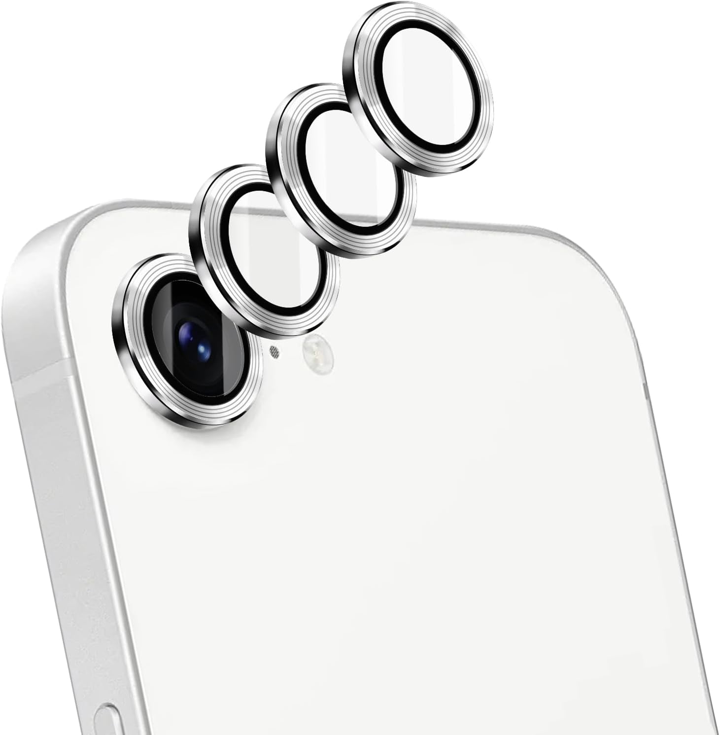 4 Pack Camera Lens Protector Compatible for iPhone 16e,Metal Ring ...