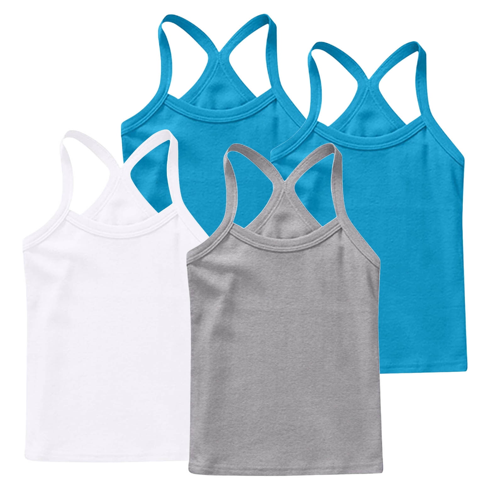 4 Pack Camisole Tops for Girls Solid Color Cotton Tank Tops Undershirt ...