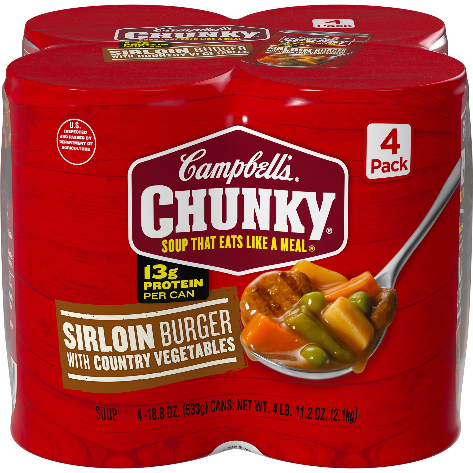 (4 Pack) Campbell’s Chunky Soup, Ready to Serve Sirloin Burger With ...