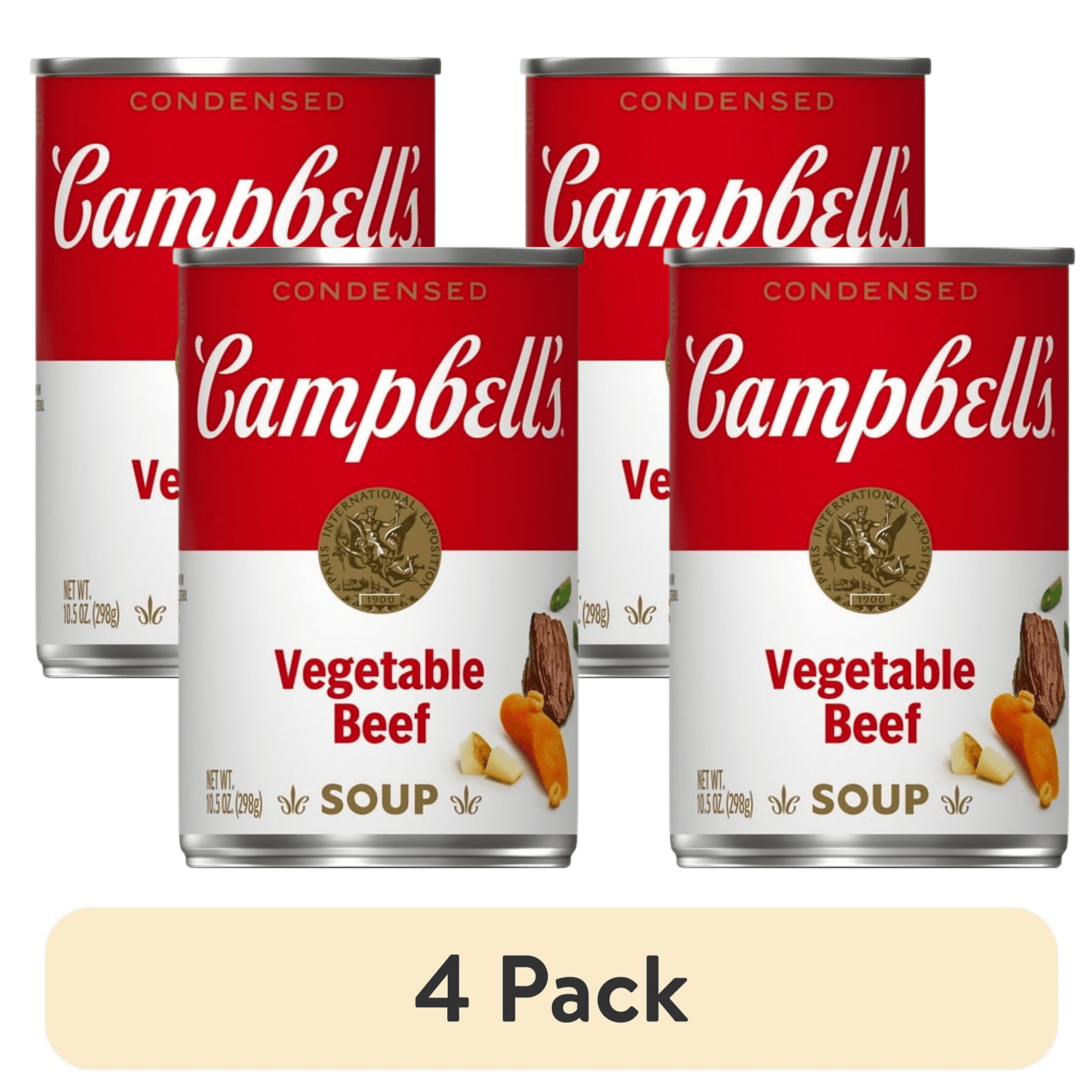 (4 Pack) Campbell’s Condensed Vegetable Beef Soup, 10.5 oz Cans ...