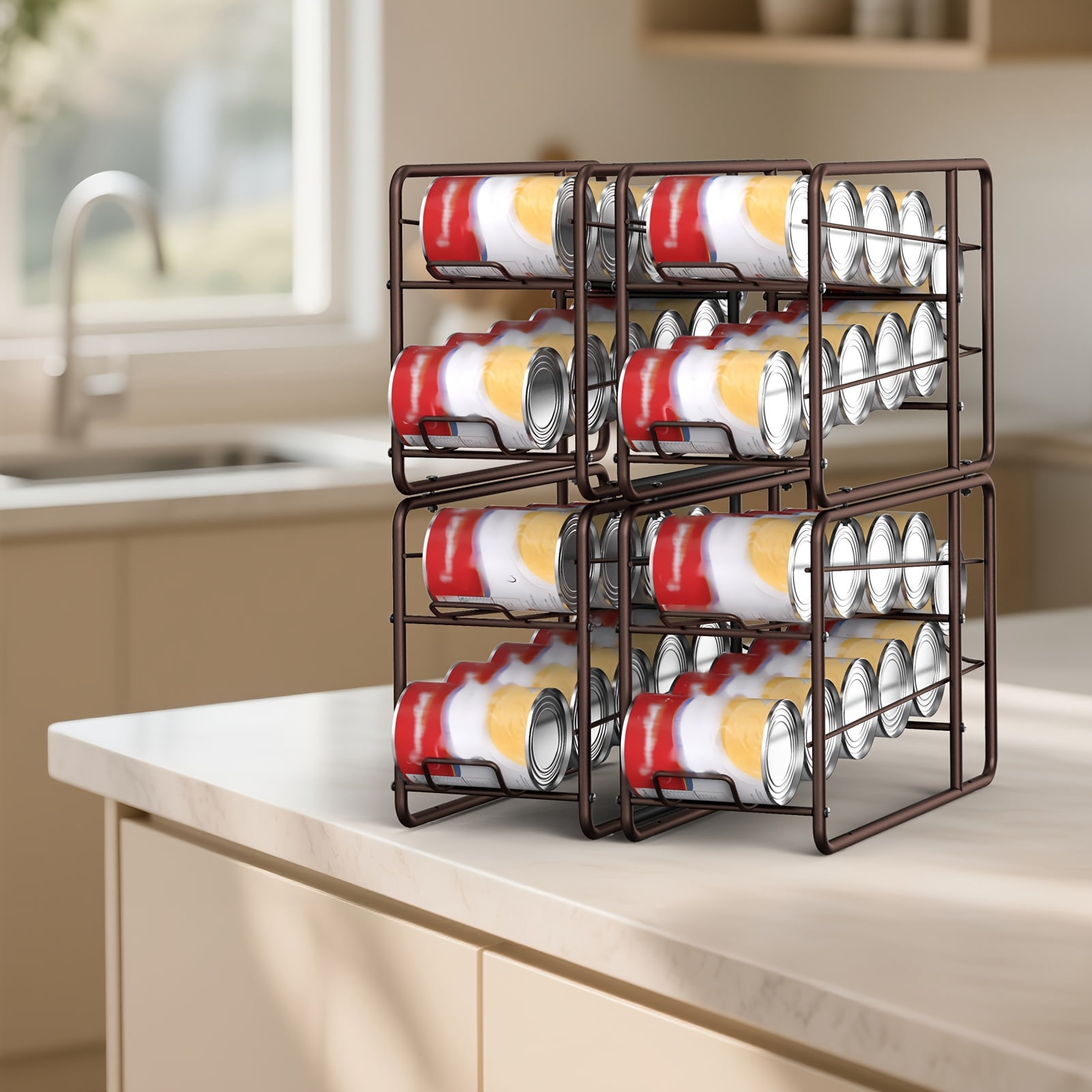 4 Pack Can Dispenser Rack, Stackable Can Storage Organization Rack for ...
