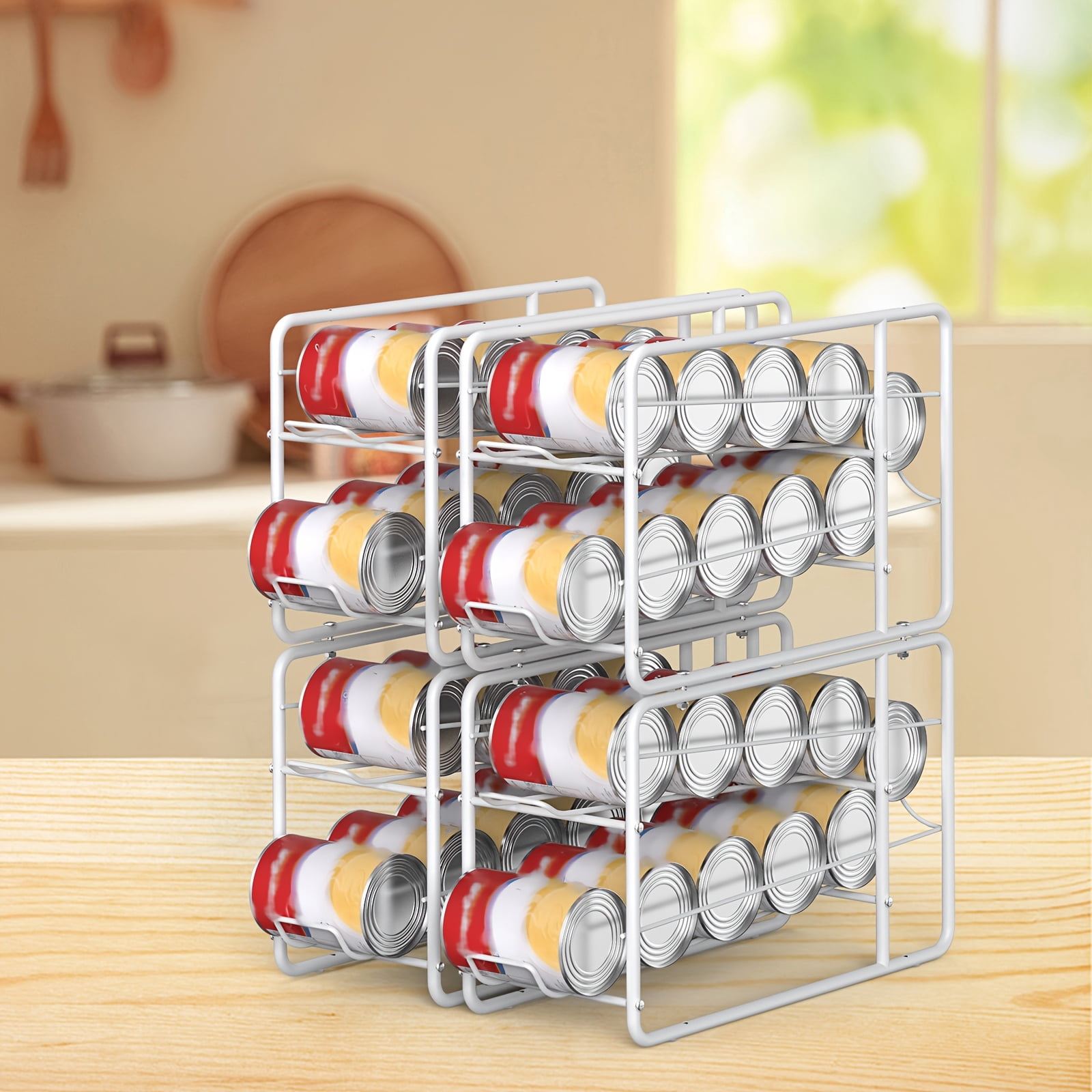 4 Pack Can Dispenser Rack, Stackable Can Storage Organization Rack for ...