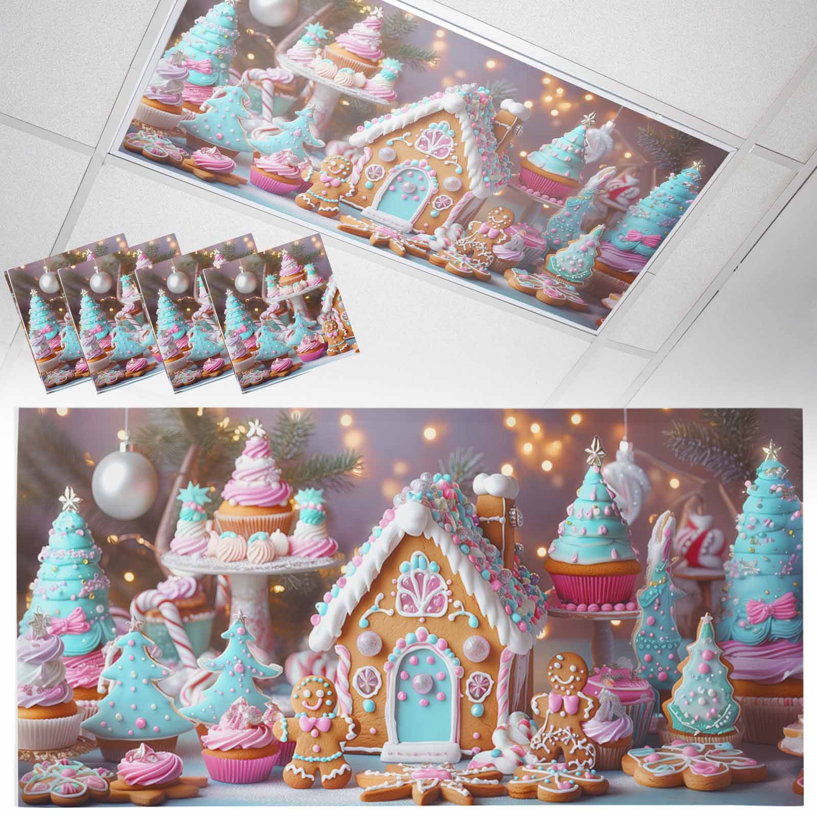 4 Pack Candy Gingerbread Fluorescent Light Covers for Ceiling Lights ...