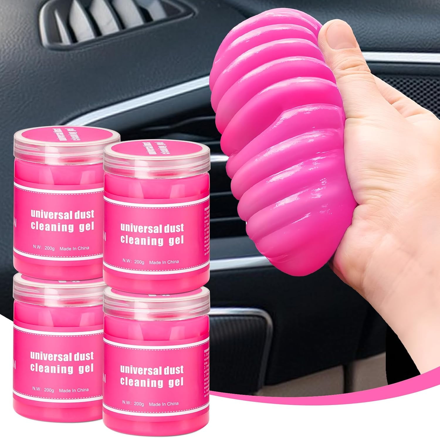 4 Pack Car Cleaning Gel, Pink Car Cleaning Putty, Universal Auto ...