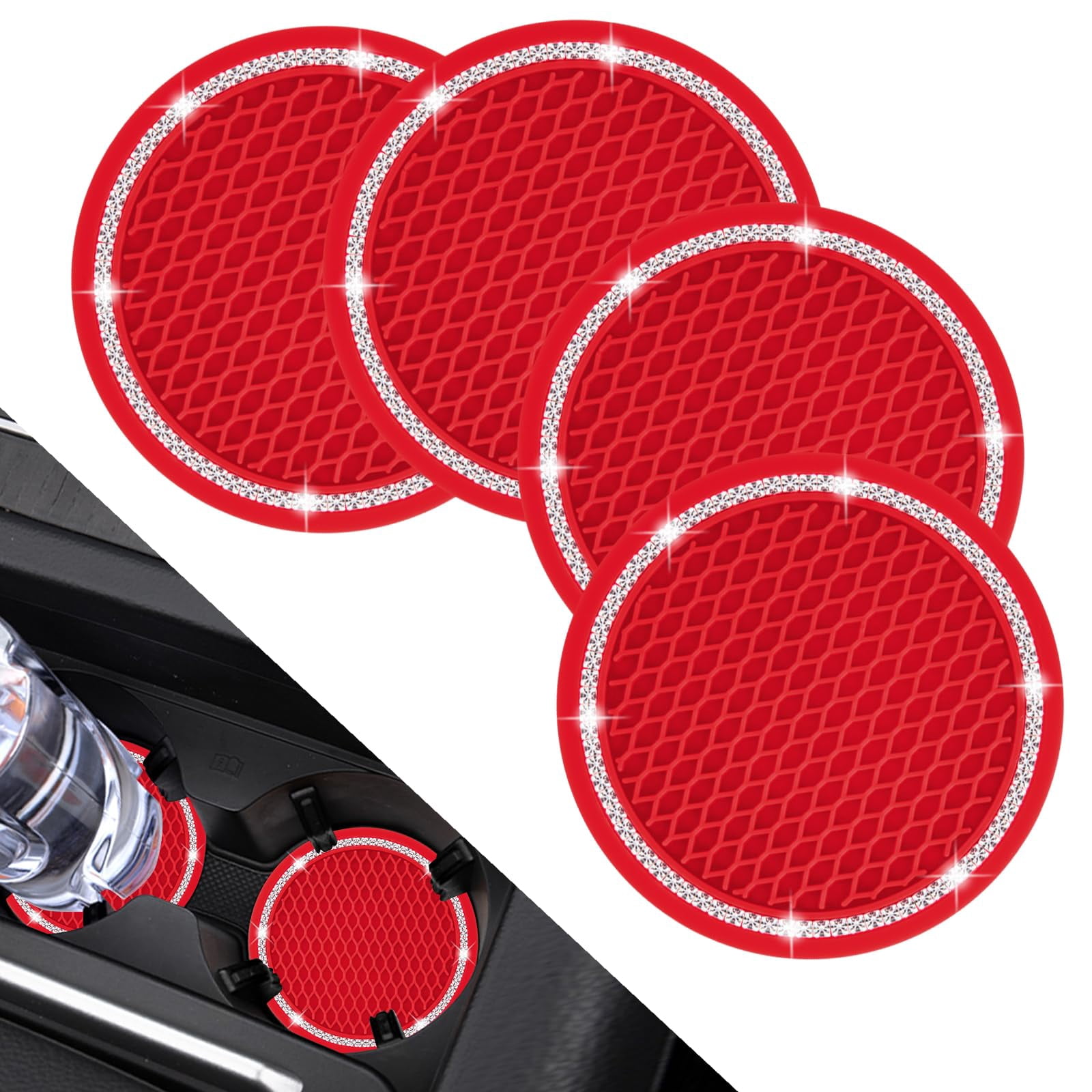 4 Pack Car Coasters, Universal Vehicle Bling Car Coaster, Cute ...