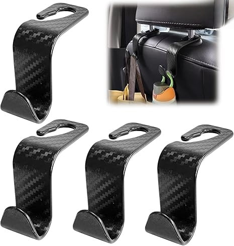 4 Pack Car Seat Headrest Hooks, Universal Back Seat Organizer Hooks for ...