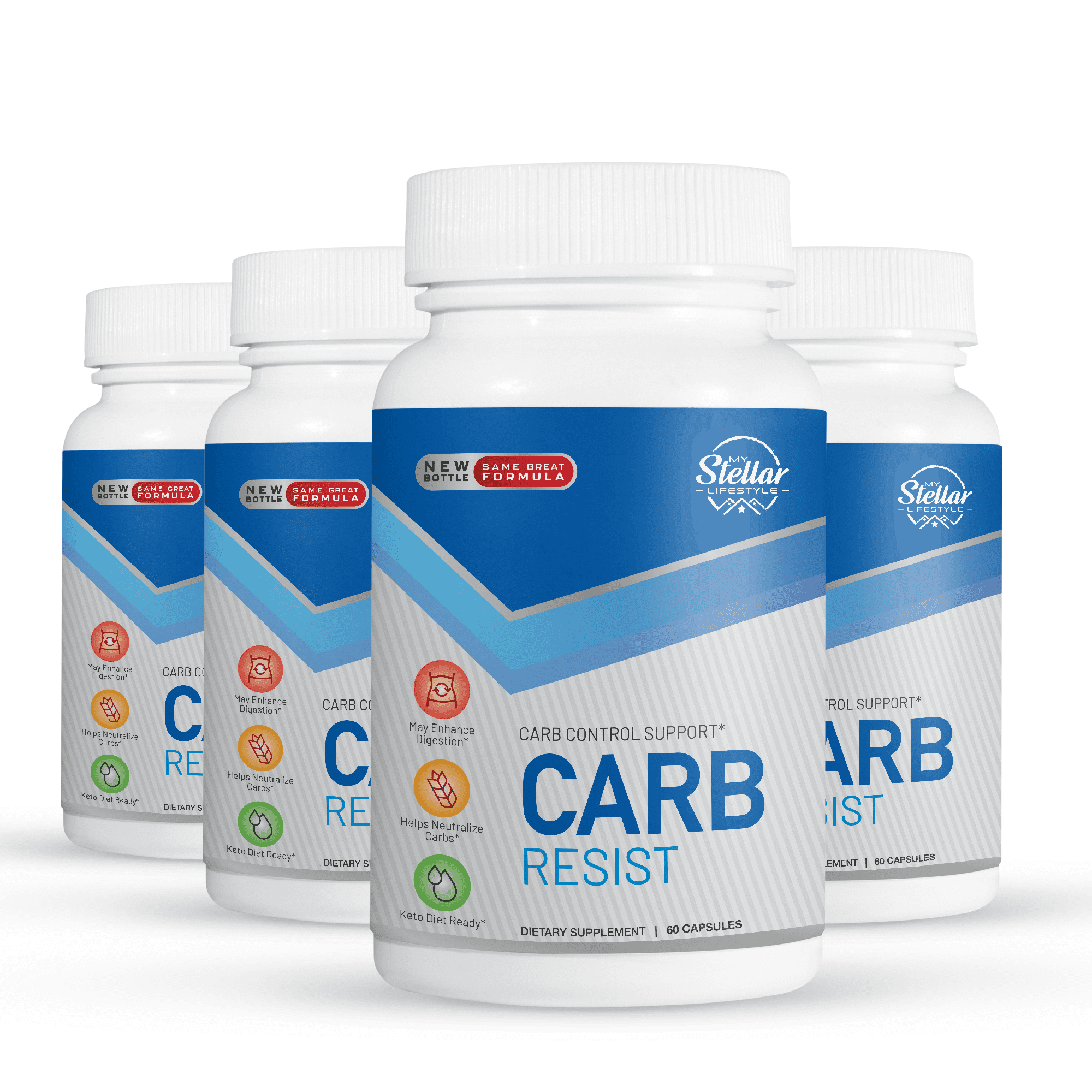 4 Pack Carb Resist, low carb support and keto friendly-60 Capsules x4 ...