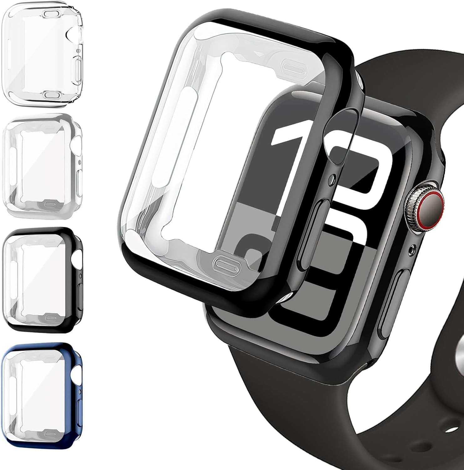 4 Pack Case for Apple Watch Screen Protector 44mm 40mm 46mm 42mm 41mm ...