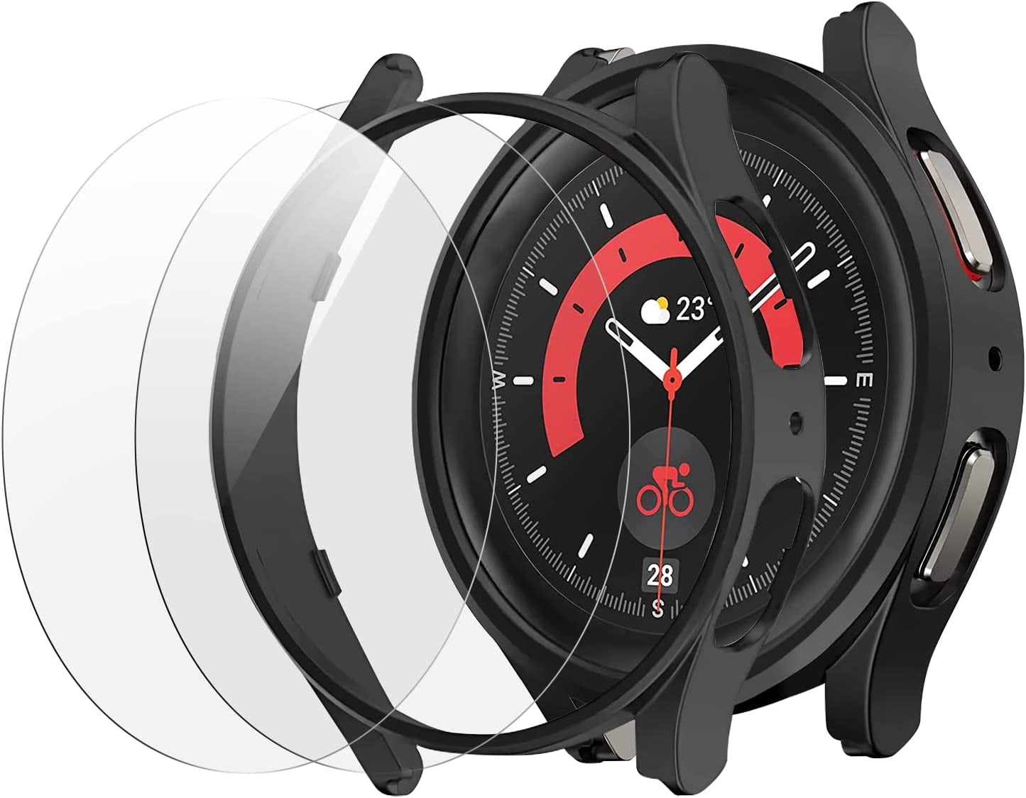 4 Pack Case and Screen Protector Compatible with Samsung Galaxy Watch 5 ...