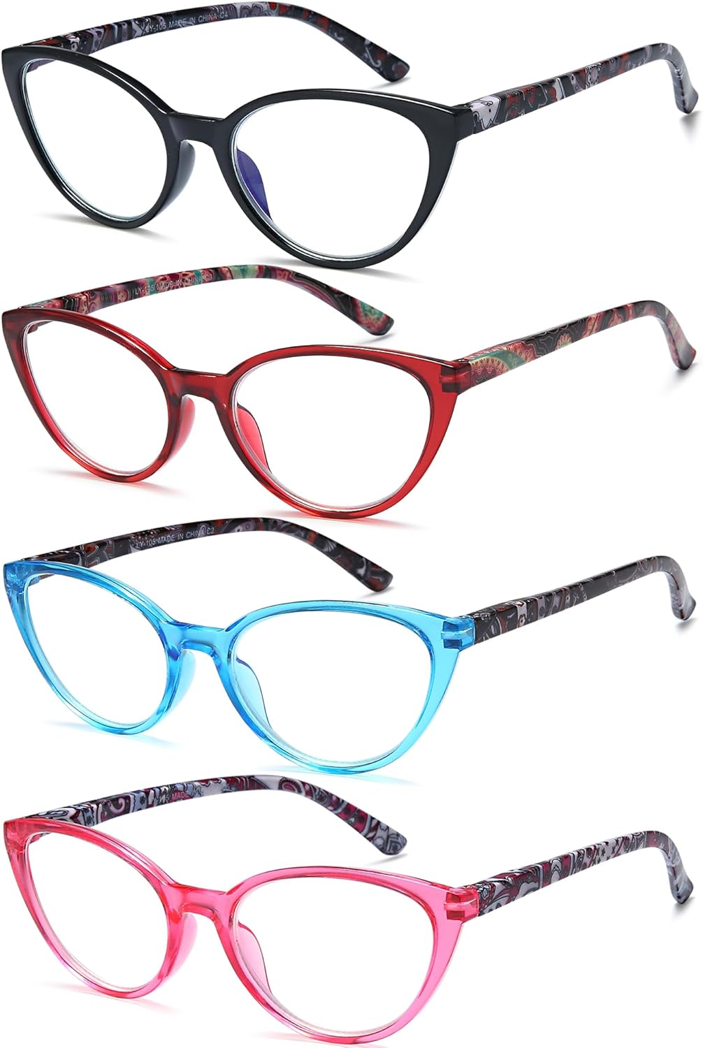 4 Pack Cat Eye Reading Glasses for Women Computer Blue Light Blocking ...