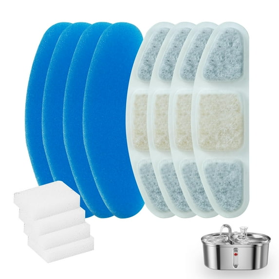4 Pack Cat Water Fountain Filter Set, Triple Filter System for 3L ...