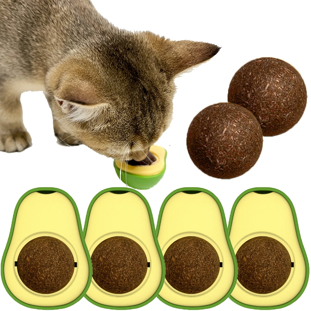 4 Pack Catnip Wall Ball Toys with Avocado Shape, Supplies to Relieve ...