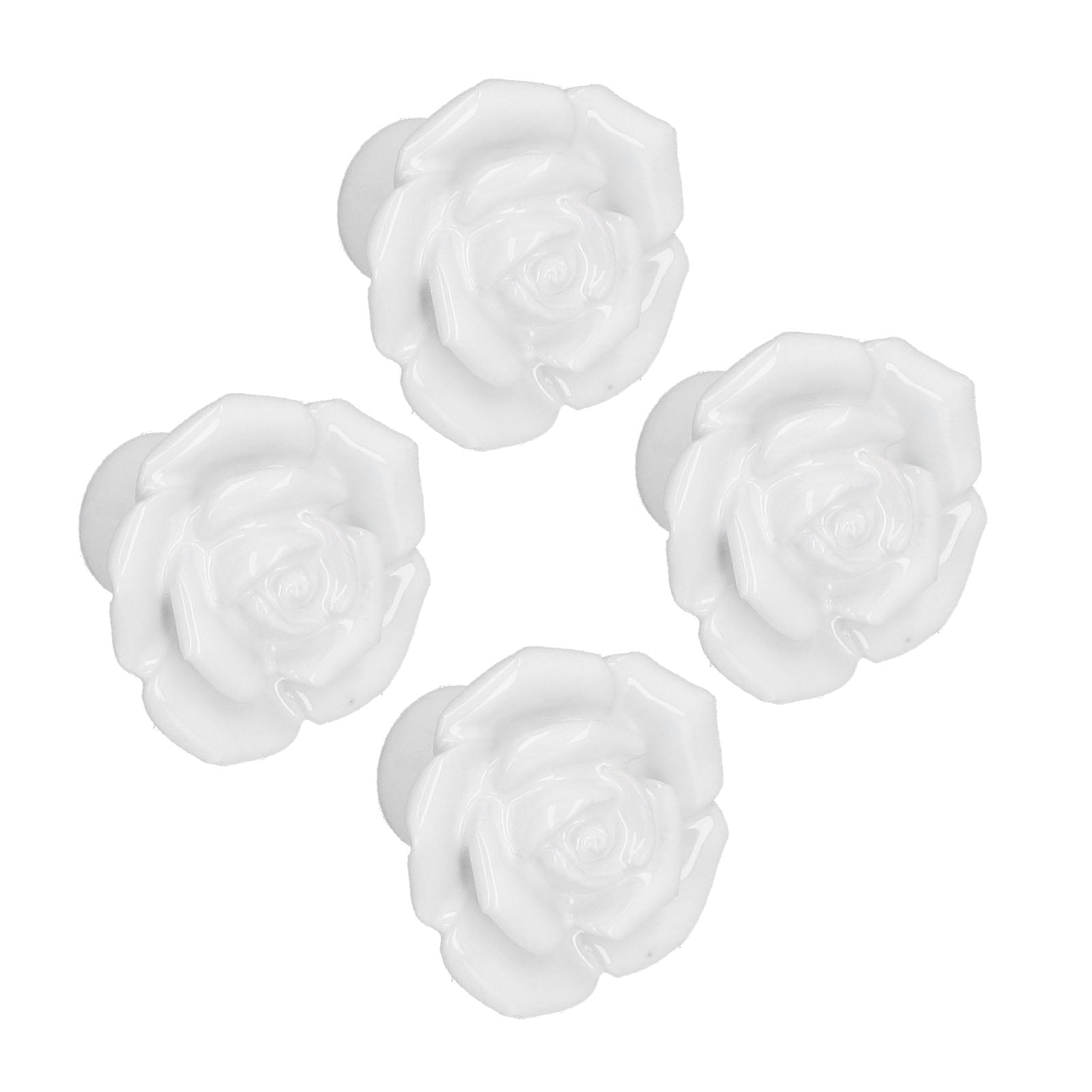 4 Pack Ceramic Elegant Rose Flower Cabinet Knobs, with Mounting Screws Vintage Kitchen Rose ...
