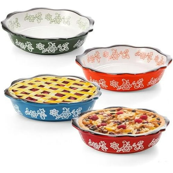 4 Pack Ceramic Mini Pie Pans, 6 inch Pot Pies Pan with Fluted Rims ...