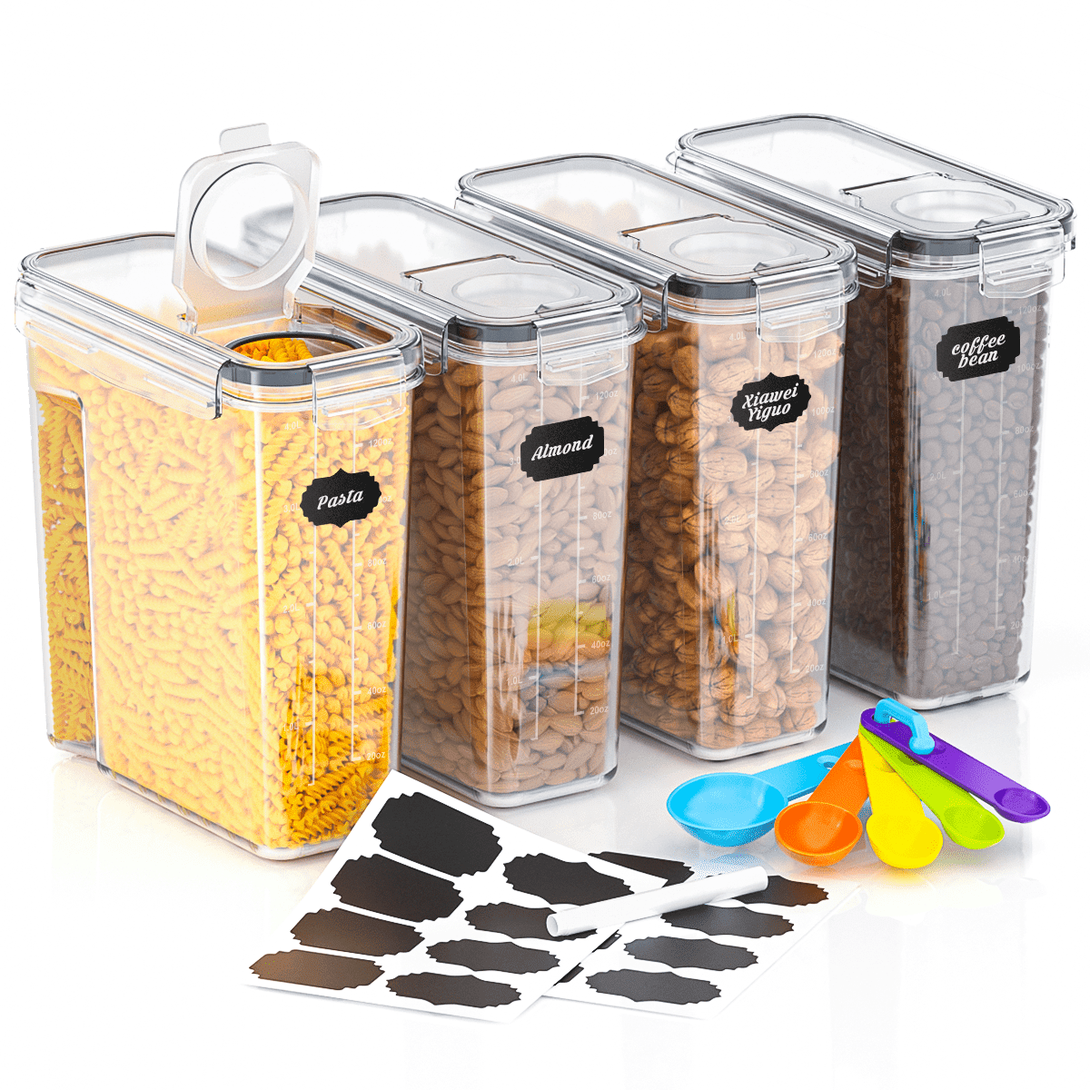 GPED Plastic Cereal Storage Containers, Airtight Keeper 4L, Dry Spout ...