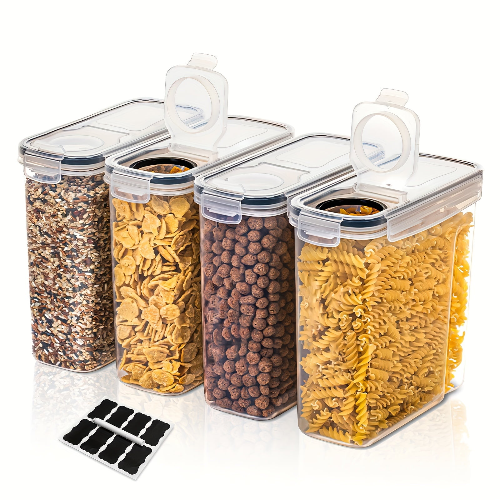 4 Pack Cereal Storage Container Set, BPA Free Plastic Airtight Food ...