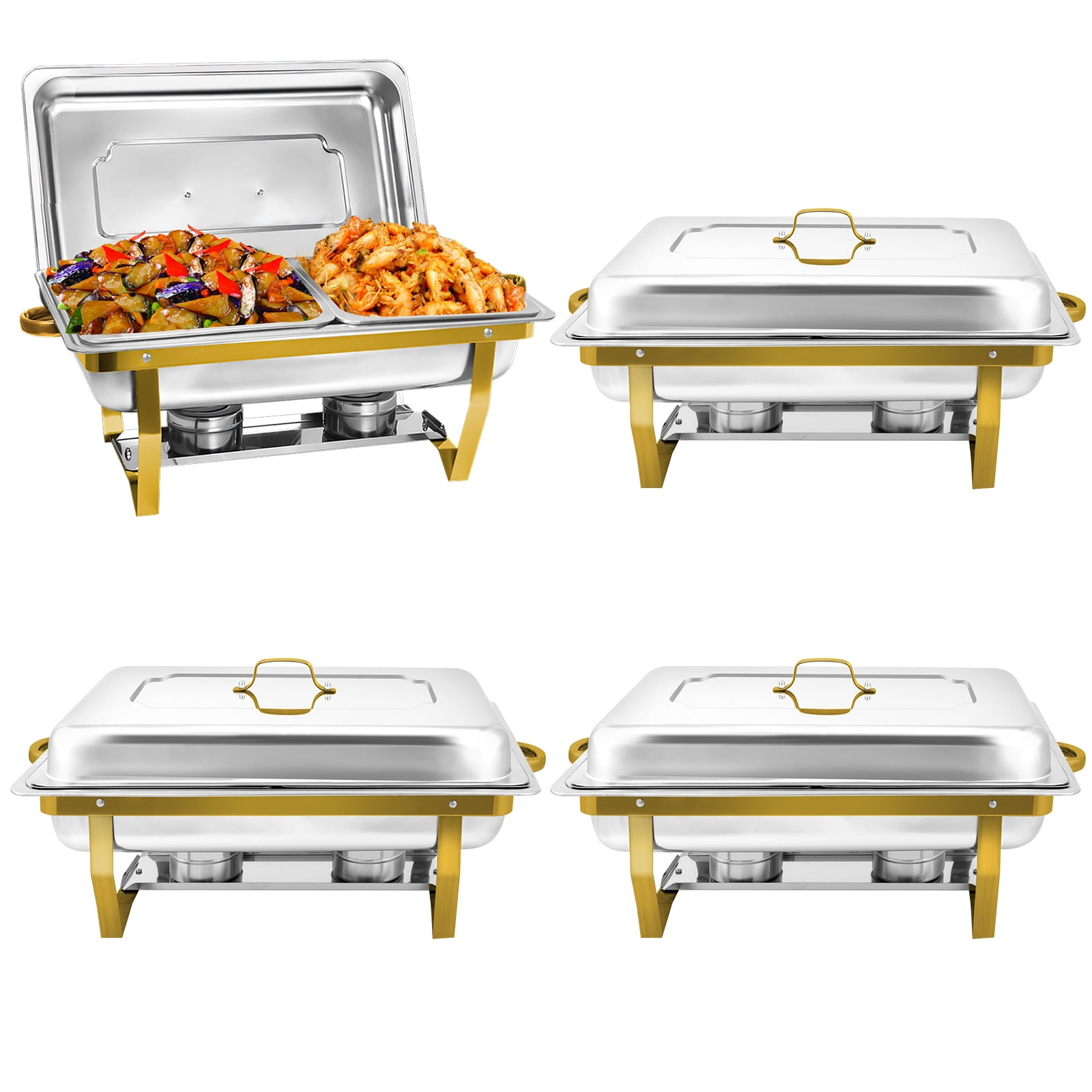4 Pack Chafing Dish Buffet Set 8QT ，201 Stainless Steel Food Warmer ...