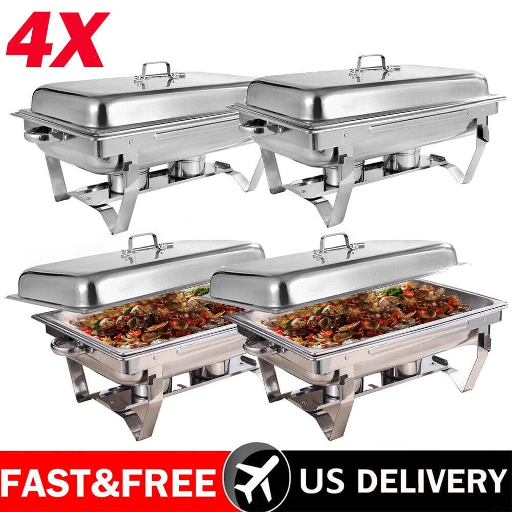 4 Pack 8QT Stainless Steel Chafing Dish Set with Warming Function for ...