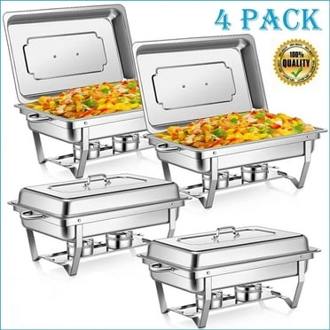 Jacgood 8 Pack Chafing Dish Buffet Set, 8QT Stainless Steel Foldable Catering Food Warmer W Full ...