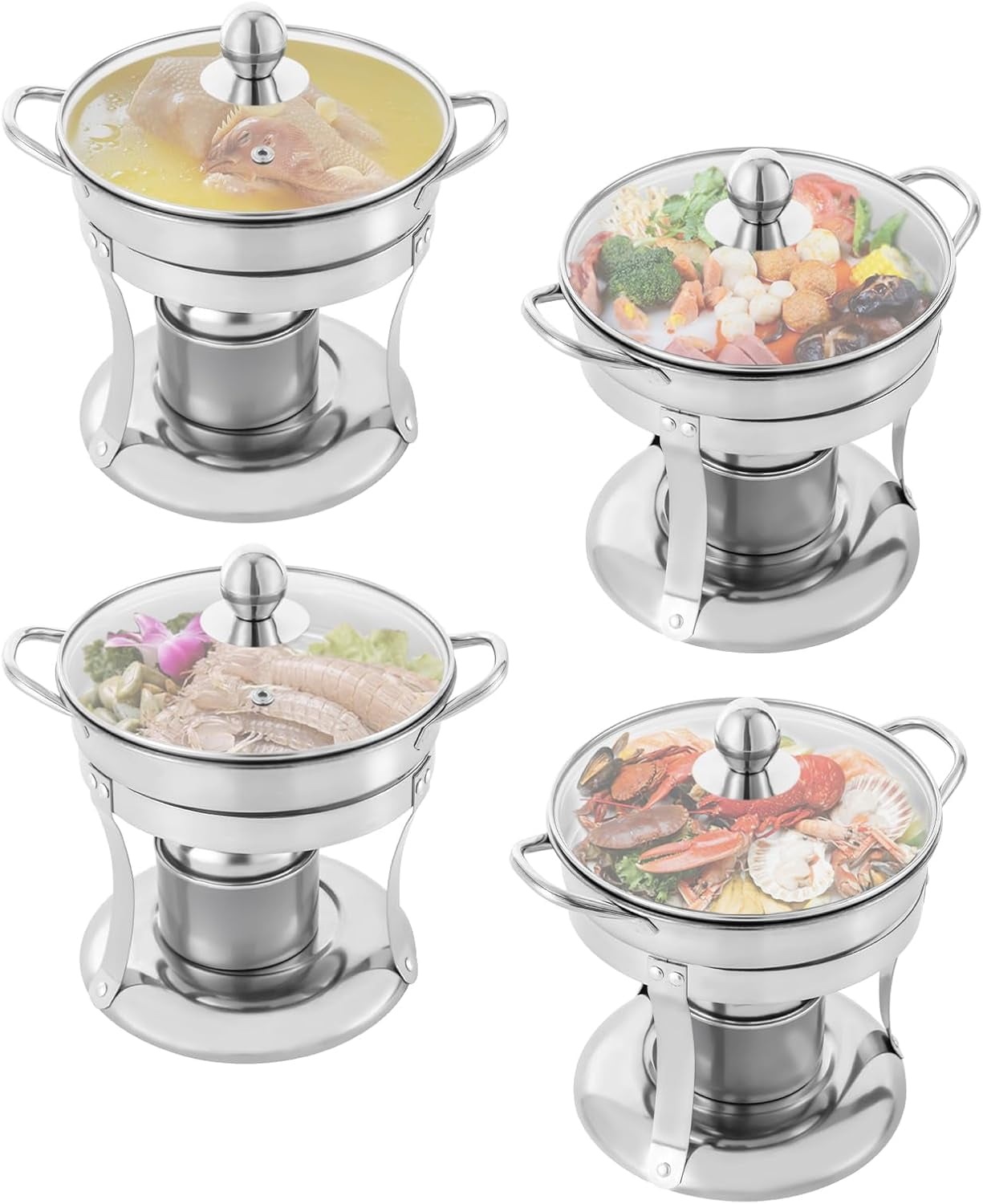 4 Pack Chafing Dish,Stainless Steel Buffet Set Warming Container ...