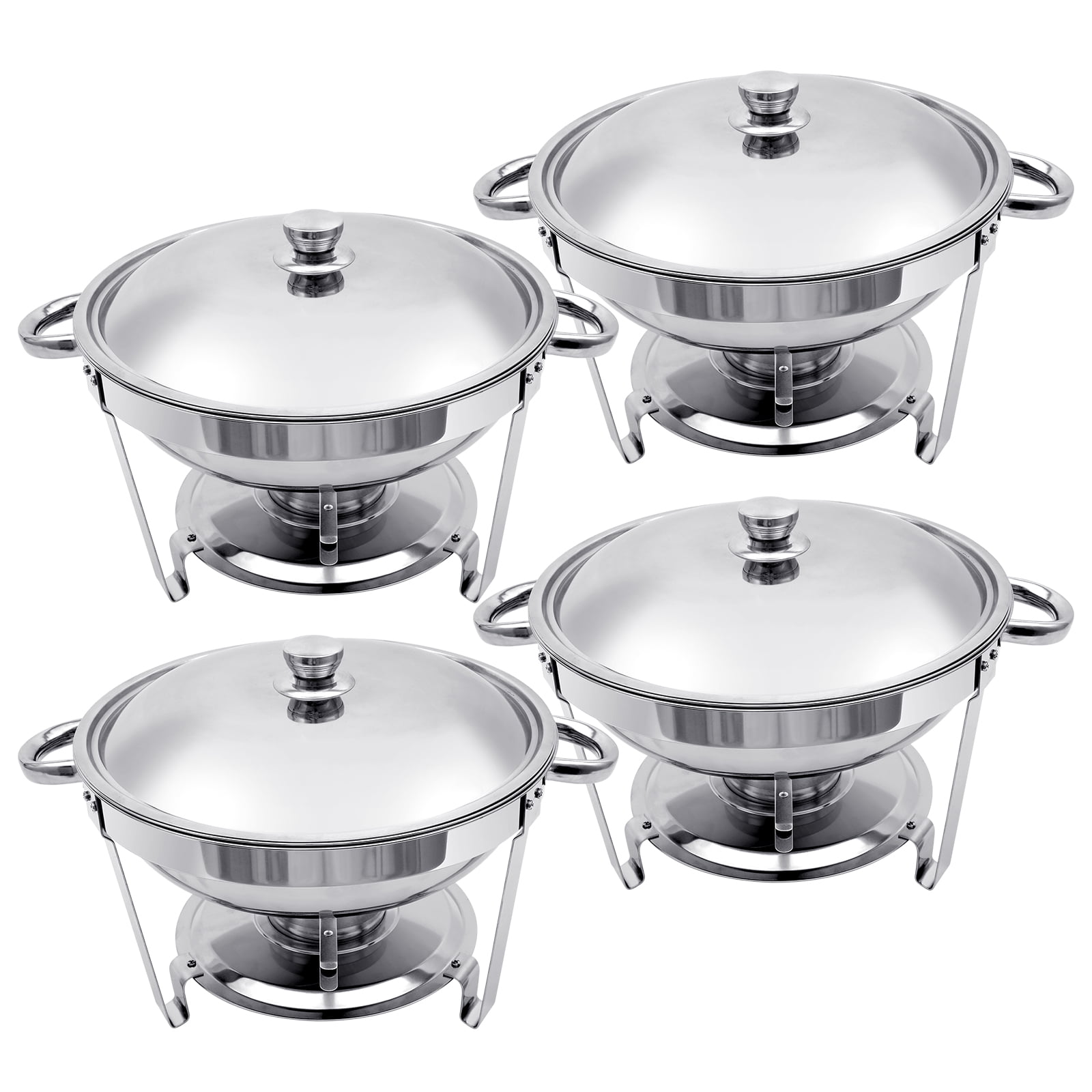4 Pack Chafing Dishes for Buffet, 5QT Round Stainless Steel Chafing ...