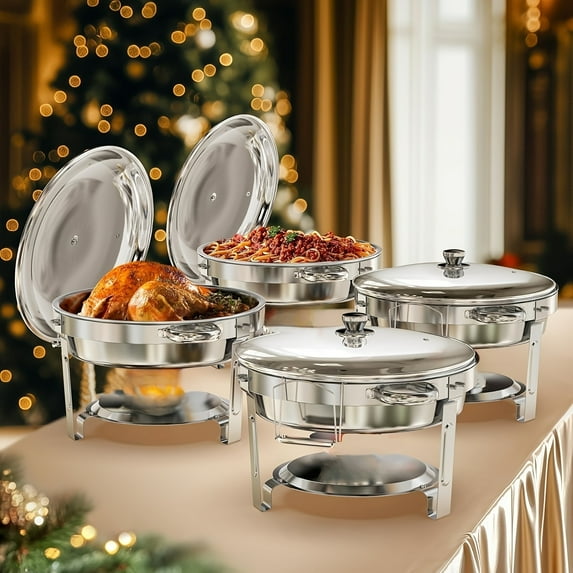 4 Pack Chafing Dishes Buffet Set, 9QT/6QT Stainless Steel, Rolled-Edge ...