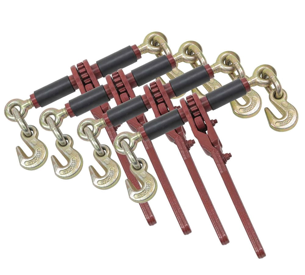 (4 Pack) Chain Binder Ratchet Style 5/16 - 3/8" Gold Chromate Hooks ...