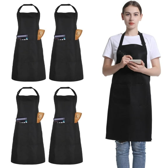 Colorful Adjustable Kitchen Bib Apron 2 Pack - Black with Red & Blue ...