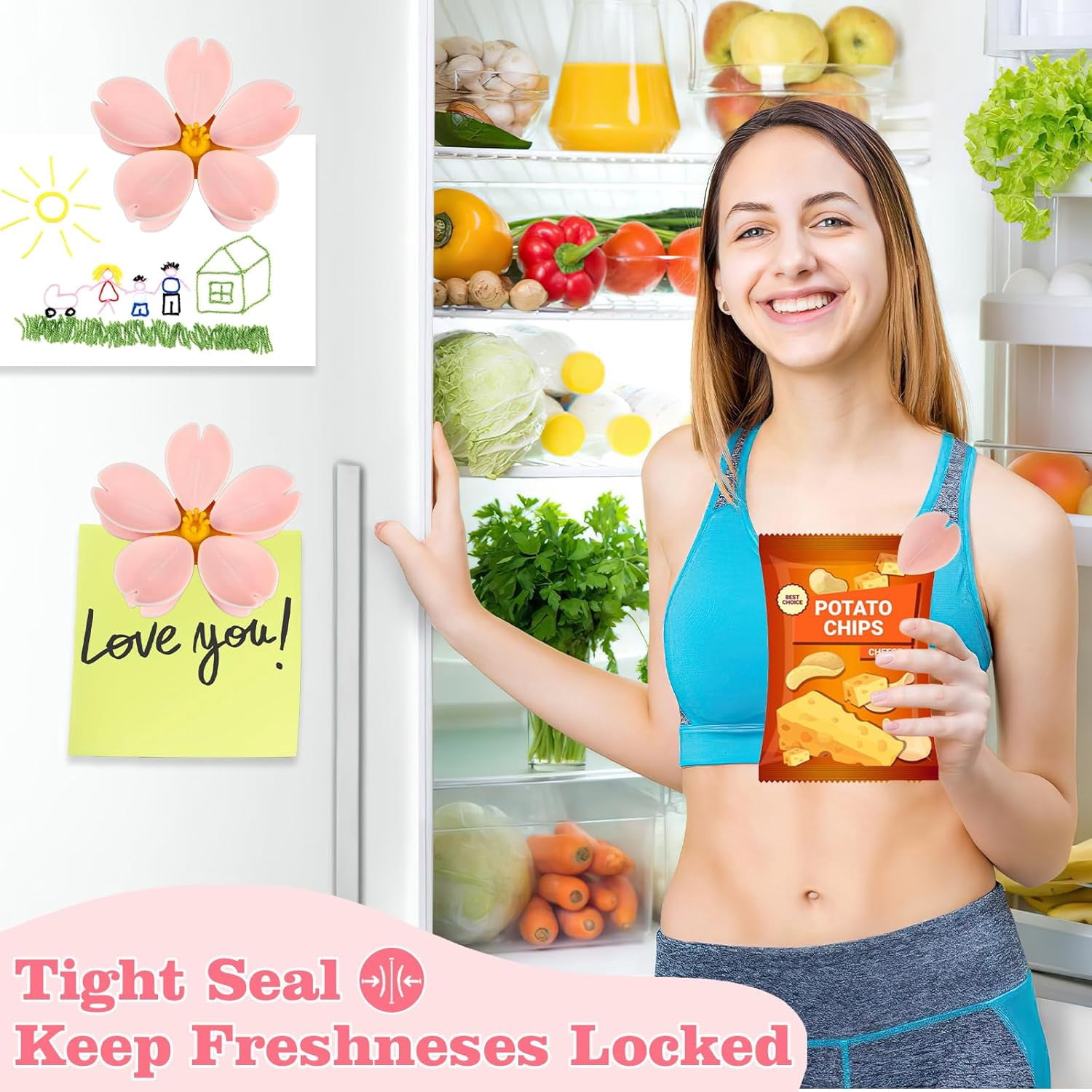 4 Pack Cherry Chip Clips Magnetic, Strong Cute Fridge Magnets Clips ...