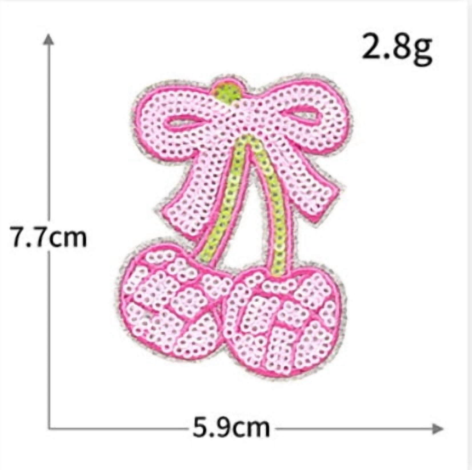 4 Pack Cherry Sequin Embroidery Patches - Self-Adhesive Fabric Repair ...