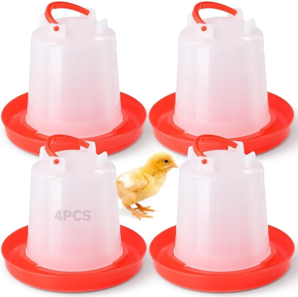 4-Pack Chick Waterer, 1L Poultry Water Feeder, Poultry Drinker with ...